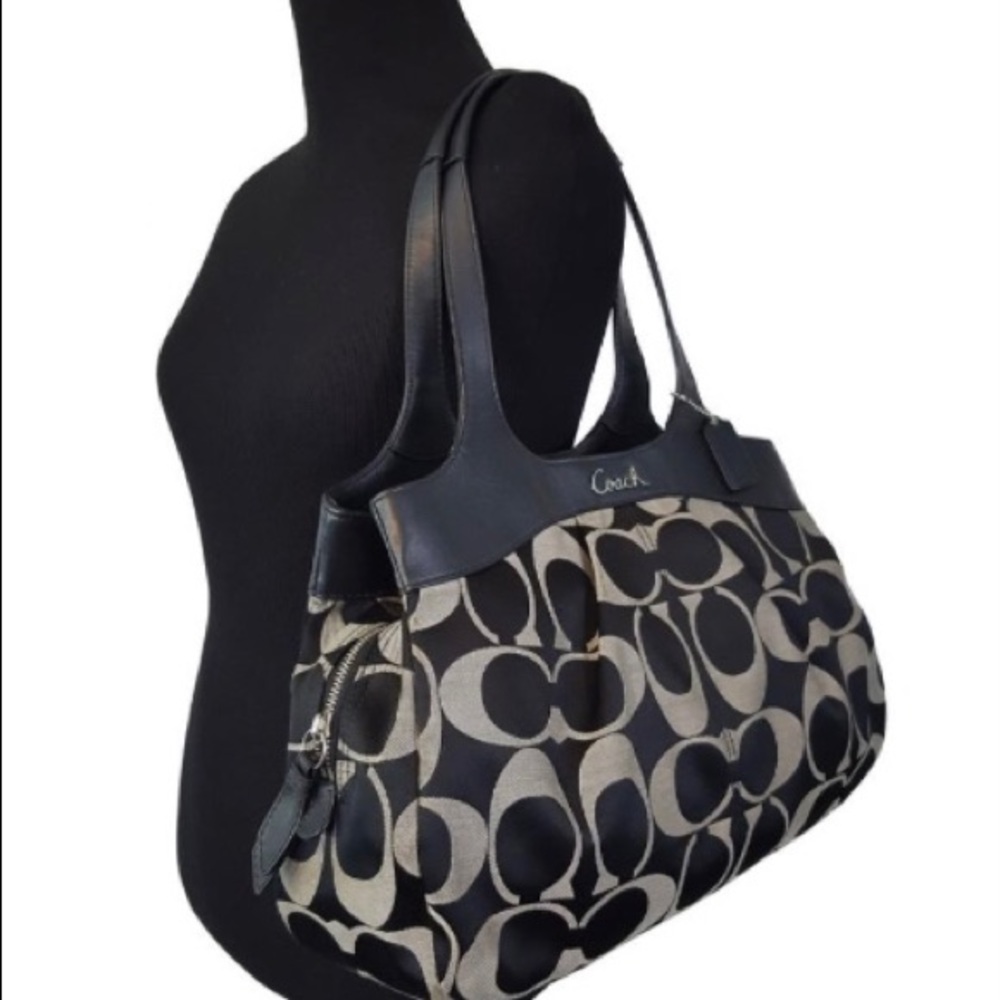 Coach Lexi Black & Gray Signature Jacquard Leather - Gem
